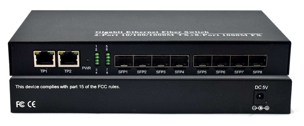 Switch Cu Management 8 SFP + 2RJ45 GIGABIT Uplink - FT-SG208-SC - Cable ...